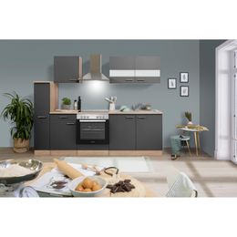 respekta K&uuml;chenzeile 'Merle' mit E-Ger&auml;ten KB240ESGC grau/eichefarben 240 cm