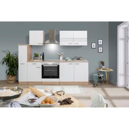 respekta K&uuml;chenzeile 'Merle' mit E-Ger&auml;ten KB240ESWC wei&szlig;/eichefarben 240 cm