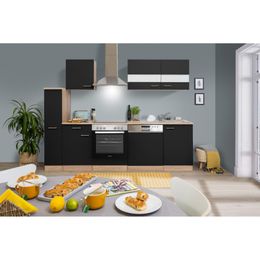 respekta K&uuml;chenzeile 'Merle' mit E-Ger&auml;ten KB250ESSC schwarz/eichefarben 250 cm
