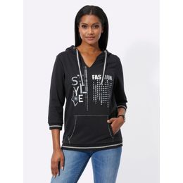 WITT Damen Sweatshirt mit Glanz-Akzenten, schwarz, Größe 40