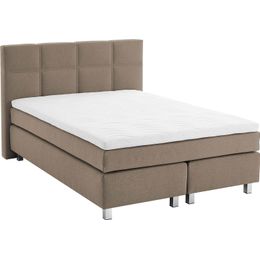 Boxspringbett, B:155cm L:210cm, beige, Westfalia Schlafkomfort, Bezug Bett: Feinstruktur 100% Polyester;Bezug Bonnell-Federkernmatratze: 100%