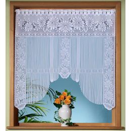 Weckbrodt-Gardinen Scheibengardine WECKBRODT, B:105cm H:105cm, wei&szlig;, Jacquard, Polyester, K&uuml;che, Gardinen, "Emilia", Jacquard, Gardine, Fadengardine, floral, gebl&uuml;mt,