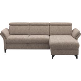 Sit & More Ecksofa SIT & MORE, B:253cm H:84cm T:166cm, braun, 100% Polyester, Wohnzimmer, Sofas, "Glendale, L-Form", inkl. Kopfteilverstellung, wahlweise mit