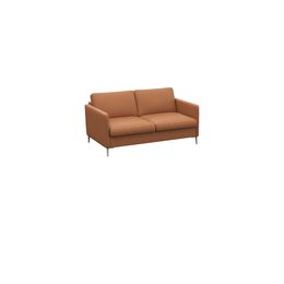 2-Sitzer FLEXLUX, B:149cm H:85cm T:92cm, braun, 100% Echteder, Sofas, "Fiore, super Sitzkomfort durch Kaltschaum im Sitz", schmale Armlehnen, F&uuml;&szlig;e Alu