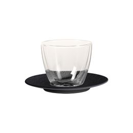 Villeroy & Boch VILLEROY & BOCH Thermoglas "Kaffeeglas mit Untertasse Manufacture Rock Glow 250 ml transparent", transparent, Trinkgefäße