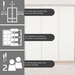 Schwebetürenschrank Rauch, B:271cm H:210cm T:62cm, grau, Holzwerkstoff, Schränke, "Kleiderschrank Schrank Garderobe KOLUNA mit Dekor-Front", inkl. 2