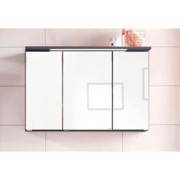 Spiegelschrank Welltime, B:100cm H:66cm T:20cm, grau, Holzwerkstoff, MDF, Badezimmer, Schr&auml;nke, "Lucca", mit LED Beleuchtung