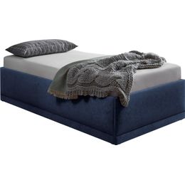 Polsterbett, B:106cm H:34cm L:206cm, blau, Westfalia Schlafkomfort, Bezug Bett: Veloursstoff 100% Polyester oder Microfaser (100%