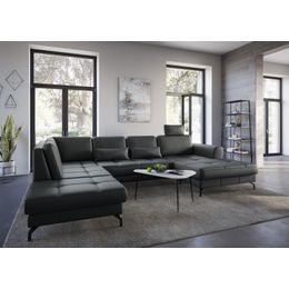 Sit & More Wohnlandschaft SIT & MORE, B:332cm H:84cm T:226cm, schwarz, Sofas, "Bendigo U-Form", inklusive Sitztiefenverstellung, Bodenfreiheit 12 cm, in 2