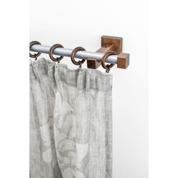 Gardinenstange Garesa, L:430cm &Oslash;:20mm, braun, Holzwerkstoff, Metall, Gardinenstangen, "CUBUS", Vorhanggarnitur, verl&auml;ngerbar, Endkappe, mit Ringe