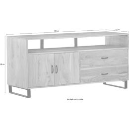 Sideboard GUTMANN FACTORY, B:140cm H:68cm T:52cm, beige, Massivholz, Wohnzimmer, Sideboards, "Georgia", Kommode aus massivem Akazienholz, Breite 140
