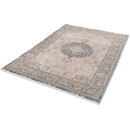 Teppich Astra, B:240cm H:6mm L:340cm, blau, Kunstfaser, Wohnzimmer, Teppiche, "Tropea 243", Kurzflor, leichter Glanz, Vintage, Wohnzimmer, Orient