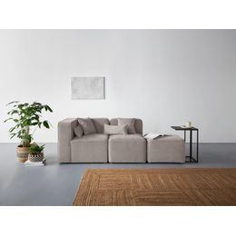 3-Sitzer Home Affaire, B:233cm H:76,5cm T:93cm, grau, 100% Polyester, Sofas, "Sundstrup", Modulserie, individuelle Zusammenstellung