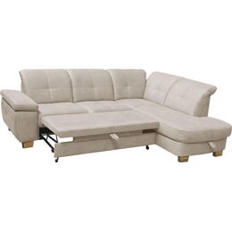 Ecksofa Alina, B:260cm H:98cm T:219cm, beige, Microfaser GDU (100% Polyester), Wohnzimmer, Sofas, "Karima", inkl. R&uuml;ckenlehnenverstellung, wahlweise