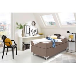 Boxspringbett, B:92cm L:201cm, beige, Westfalia Schlafkomfort, Strukturstoff (77% Polyester und 23% Viskose), Komplettbetten, "Holland", ohne