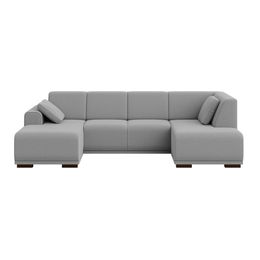 Wohnlandschaft Home Affaire, B:300cm H:85cm T:162cm, grau, 100% Polyester, Sofas, "BORNHOLM U-Form mit Recamiere rechts/links, B/T/H: 300/162/85 cm",