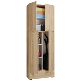 Mehrzweckschrank Vcm, B:70cm H:200cm T:39cm, braun, Obermaterial: 100% Holz Wood., Küche, Schränke, "Vcm Holz Besenschrank 6 Fächer Maße: H. 200 x