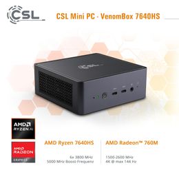 CSL PC "VenomBox 7640HS", Microsoft Windows 11 Home (64 Bit), 64 GB RAM 4.000 GB SSD, schwarz, B&uuml;ro, Desktop-PCs