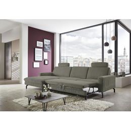 Ecksofa DIE PLANBAR, B:302cm H:87cm T:178cm, gr&uuml;n, 100% Polyester, Wohnzimmer, Sofas, "MP-IN20110 L-Form mit Federkern-Polsterung", optional mit