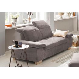 2-Sitzer Home Affaire, B:195cm H:77cm T:90cm, grau, Chenille 100% Polyester;Struktur fein ( 100% Polyester);Luxus-Kunstleder;Struktur weich (100%
