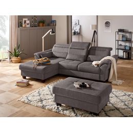 Ecksofa Home Affaire, B:255cm H:104cm T:185cm, grau, Struktur (100% Polyester);Luxus-Microfaser Lederoptik (100% Polyester);Luxus-Microfaser ALTARA