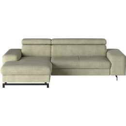 Ecksofa COTTA, B:267cm H:97cm T:165cm, gr&uuml;n, Wohnzimmer, Sofas, "Emma L-Form", mit Kopfteilverstellung, wahlweise mit Bettfunktion & Bettkasten