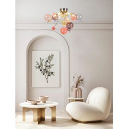 N&auml;ve N&Auml;VE Deckenleuchten "Explosion", 6, &Oslash; 57cm H: 38cm, 1 Stk.bunt, Wohnzimmer, Leuchten, kleine und gro&szlig;e pastellfarbene Glaskugeln, 6x G9 exkl., D: 57cm