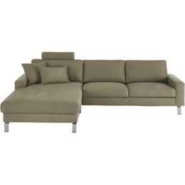 3C Candy Ecksofa "Lecce, wahlweise PUR-Schaumstoff oder Tonnentaschenfederkern" Bett im 2,5-Sitzer, teilmotorische Schlaffunktion im Longchair, L-Form