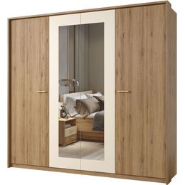 Dreht&uuml;renschrank Home Affaire, B:232,5cm H:216cm T:63cm, beige, ABS-Kunststoff, FSC-zertifizierter Holzwerkstoff, Glas, Kunststoff, Melamin, Metall,