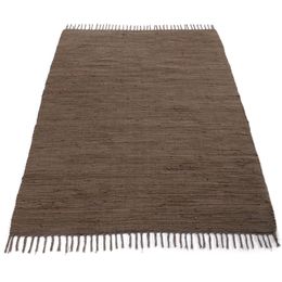 Teppich CarpetFine, B:80cm H:5mm L:300cm, braun, Baumwolle, Wohnzimmer, Teppiche, "Kelim Chindi uni, auch als L&auml;ufer", Wendeteppich, reine Baumwolle,
