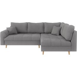 Ecksofa Home Affaire, B:231cm H:81cm T:161cm, grau, 100% Polyester, Wohnzimmer, Sofas, "CHARRE L-Form mit Ottomane, Ma&szlig;e B/T/H: 231/161/81 cm", feine