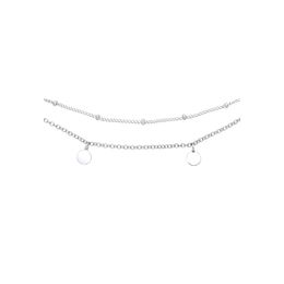 Elli Damen Collier "Choker Layer Look Kugelkette Pl&auml;ttchen 925 Silber", 36, ohne Stein, Silber 925 (Sterlingsilber), L: 36, silber, Silber 925