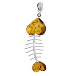 OSTSEE-SCHMUCK Damen Kettenanh&auml;nger "- Fisch 60 mm - Silber 925/000 - Bernstein", Silber 925 (Sterlingsilber), silber, Silber 925 (Sterlingsilber),