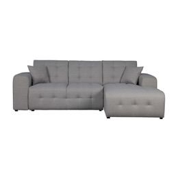 Ecksofa Home Affaire, B:234cm H:85cm T:163cm, grau, 100% Polyester, Wohnzimmer, Sofas, "Nosia L-Form", incl. 2 Zierkissen, mit feiner Steppung