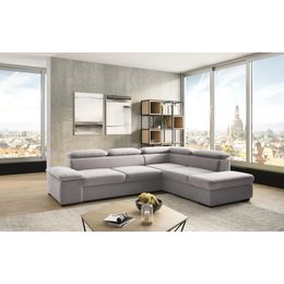 Sit & More Ecksofa SIT & MORE, B:272cm H:73cm T:226cm, silber, 98% Polyester, 2% Polyamid, Wohnzimmer, Sofas, "Alcudia L-Form", mit Armteilverstellung, optional