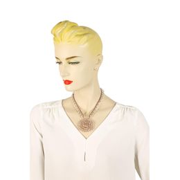 Damen Kette mit Anh&auml;nger "Raja", transparent, Basic, Collezione Alessandro, Glas, Halsketten, zweireihige Kette mit rundem Anh&auml;nger