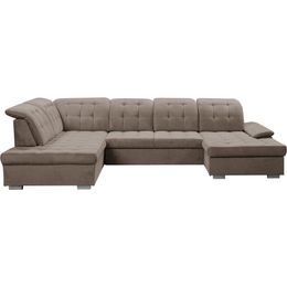 Wohnlandschaft WERK2, B:332cm H:105cm T:217cm, beige, 95% Polyester, 5% Nylon, Sofas, "Kordula-New Multifunktion Couch, Breite 332cm, U-Form", Sofa