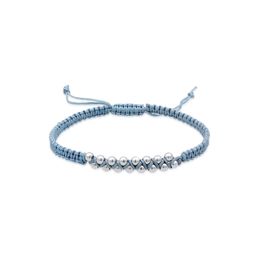 Elli Damen Armband "Kugeln Bead Nylon Knoten Verstellbar 925 Silber", 16cm, ohne Stein, Silber 925 (Sterlingsilber), blau, Silber 925