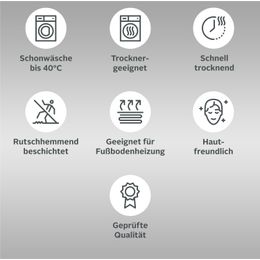 Badematte Grund, H:27mm, grau, Kunstfaser, Badematten, "Melos, Badvorleger, Badezimmer Teppich, sehr weich", melierte Optik, sehr weicher Flor,