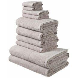 Handtuch Set my home, grau, Obermaterial: 100% Baumwolle, Handtuch-Sets, "Inga, Duscht&uuml;cher, Handt&uuml;cher, G&auml;stet&uuml;cher, Seift&uuml;cher", Handt&uuml;cher mit