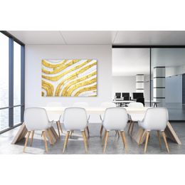 Leinwandbild queence, B:90cm H:60cm T:3cm, gold, Leinwand, Wohnzimmer, Bilder, "White and Gold", mit sehr guten Schallabsorptions-Eigenschaften