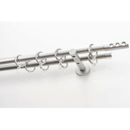 Gardinenstange Garesa, B:64cm L:280cm &Oslash;:20mm, silber, Aluminium, Gardinenstangen, "EASY", Vorhanggarnitur, verl&auml;ngerbar, Endk. mit 3 L&ouml;cher, Alu, m.