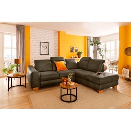 Ecksofa Home Affaire, B:263cm H:86cm T:219cm, gr&uuml;n, Luxus-Microfaser Lederoptik (100% Polyester), Wohnzimmer, Sofas, "Dundee L-Form", wahlweise mit