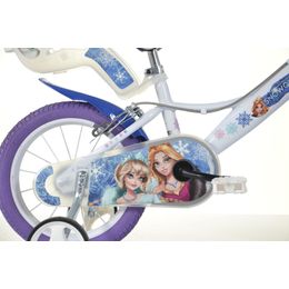DINO Kinderfahrrad "Snow Queen Eisk&ouml;nigin", 25cm, 14 Zoll (35,56cm), wei&szlig;, Fahrr&auml;der, mit St&uuml;tzr&auml;dern, Korb und Puppensitz