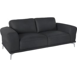 2-Sitzer W.Schillig, B:192cm H:78cm T:94cm, schwarz, Sofas, "montanaa", mit Metallf&uuml;&szlig;en in Silber matt, Breite 192 cm