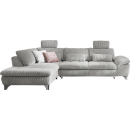 Ecksofa DIE PLANBAR, B:306cm H:84cm T:197cm, grau, 100% Polyester, Wohnzimmer, Sofas, "MP-IN14007 L-Form", wahlweise mit Bettfunktion und