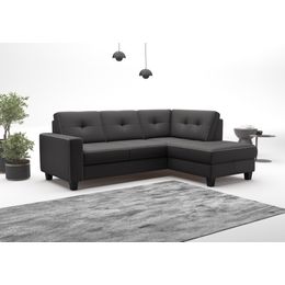 Ecksofa Places of Style, B:226cm H:91cm T:170cm, schwarz, Wohnzimmer, Sofas, "Varese", wahlweise mit Bettfunktion und Bettkasten