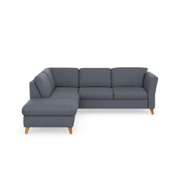 Ecksofa Home Affaire, B:252cm H:86cm T:213cm, blau, 100% Polyester, Wohnzimmer, Sofas, "Trelleborg L-Form", Federkern-Polsterung, wahlweise mit