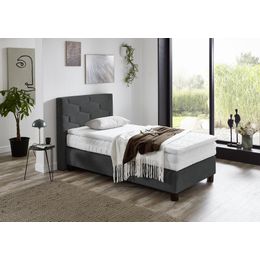 Boxspringbett, B:135cm L:210cm, grau, Westfalia Schlafkomfort, Bezug: 100% Polyester, Komplettbetten, wahlweise mit Topper
