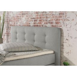 Boxspringbett Home Affaire, B:122cm L:210cm, grau, Struktur fein (100% Polyester), Komplettbetten, "Cecina", in 5 Breiten, 3 Ausf&uuml;hrungen, 2